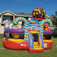 China Kidzone Commercial Inflatable Candy House Theme Castle Moonwalk Bouncer for Home for sale