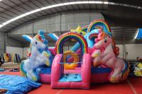 China Customized Size 3D Rainbow Unicorn Castle Water Slide Combination Perfect for Parties for sale