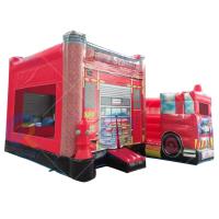 China Fire Station Truck Inflatable Bouncer Slide Combo for Party Rentals Age Range 14 Years up for sale