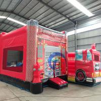 China Fire Station Truck Inflatable Bouncer Slide Combo for Party Rentals Age Range 14 Years up for sale