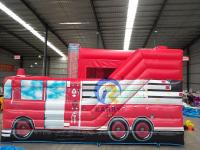 China Fire Station Truck Inflatable Bouncer Slide Combo for Party Rentals Age Range 14 Years up for sale