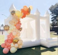 China Hand Drawn White Jumping and Sliding Inflatable Bouncer Ideal for Commercial Parties for sale