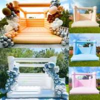 China Hand Drawn White Jumping and Sliding Inflatable Bouncer Ideal for Commercial Parties for sale