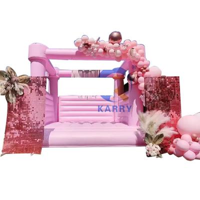 China Wedding Party Bouncy Castle Portable and Durable Light Pink Inflatable Trampoline for sale