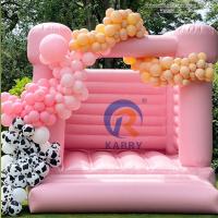 China PORTABLE Pink Pastel Jumping Castle for Party Commercial Moonwalk Wedding Bouncy House for sale