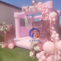 China PORTABLE Pink Pastel Jumping Castle for Party Commercial Moonwalk Wedding Bouncy House for sale