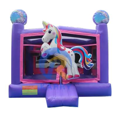 China Unisex 3D Rainbow Unicorn Inflatable Castle for Customized Size Bouncy Castle House for sale
