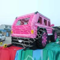 China Blower With Blower PINK JEEP INFLATABLE BOUNCE HOUSE WITH SLIDE AND BOUNCER FOR TEENS for sale