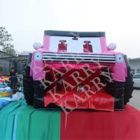 China Blower With Blower PINK JEEP INFLATABLE BOUNCE HOUSE WITH SLIDE AND BOUNCER FOR TEENS for sale
