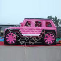 China Blower With Blower PINK JEEP INFLATABLE BOUNCE HOUSE WITH SLIDE AND BOUNCER FOR TEENS for sale
