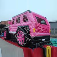 China Blower With Blower PINK JEEP INFLATABLE BOUNCE HOUSE WITH SLIDE AND BOUNCER FOR TEENS for sale