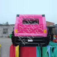 China Blower With Blower PINK JEEP INFLATABLE BOUNCE HOUSE WITH SLIDE AND BOUNCER FOR TEENS for sale