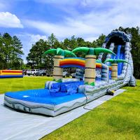 China Unisex Customized Colorful Bouncy Castle House And Water Slide Party Rental With Blower for sale