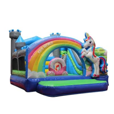 China PVC Kids Inflatable Unicorn Bouncer Commercial Unicorn Castle with Included Blower for sale