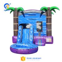 China Kids Outdoor Playground Tropical Palm Tree Inflatable Castle Slide with Repair Kits for sale