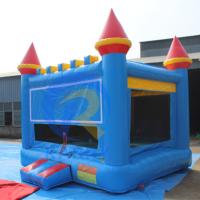 China Customized Color Inflatable Bounce House Castle Jumper with Basketball Hoop Green Blue for sale