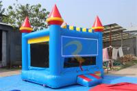 China Customized Color Inflatable Bounce House Castle Jumper with Basketball Hoop Green Blue for sale
