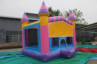 China Customized Color Inflatable Bounce House Castle Jumper with Basketball Hoop Green Blue for sale