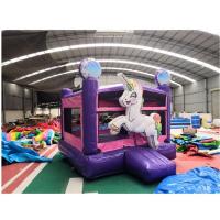 China Digital Printing Rainbow Unicorn PVC Inflatable Purple Castle Commercial Bouncy Castle for sale