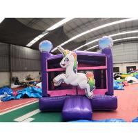 China Digital Printing Rainbow Unicorn PVC Inflatable Purple Castle Commercial Bouncy Castle for sale