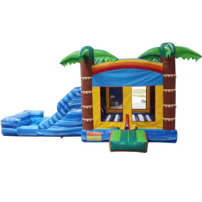 China Unisex Palm Tree Inflatable Jumping Castle Bouncy Castle with Pool and Jumping Area for sale