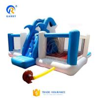 China Castle Kids Inflatable Shark Bounce House Jumper with Water Slide and Portable Design for sale