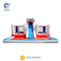 China Castle Kids Inflatable Shark Bounce House Jumper with Water Slide and Portable Design for sale