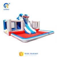 China Castle Kids Inflatable Shark Bounce House Jumper with Water Slide and Portable Design for sale