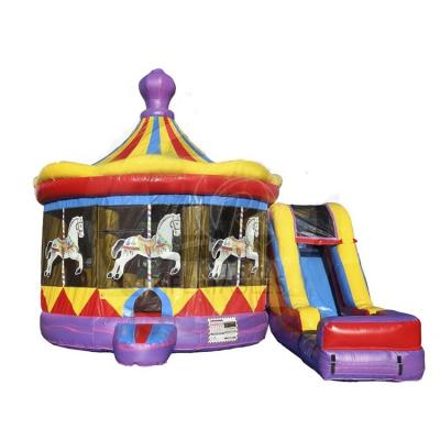 China Features PORTABLE Giant Carousel Bouncy Castle Combo Slide with Customized Color for sale
