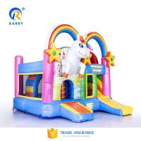 China Unisex PORTABLE Rainbow Unicorns Castle Jumping Bouncer Slide Combo in Rainbow Color for sale