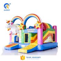 China Unisex PORTABLE Rainbow Unicorns Castle Jumping Bouncer Slide Combo in Rainbow Color for sale