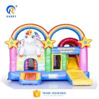 China Unisex PORTABLE Rainbow Unicorns Castle Jumping Bouncer Slide Combo in Rainbow Color for sale