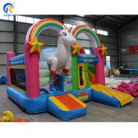 China Unisex PORTABLE Rainbow Unicorns Castle Jumping Bouncer Slide Combo in Rainbow Color for sale