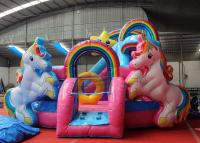 China Commercial Party Rental 5x5.5m Inflatable Bouncy Castle with Slide Unicorn for sale