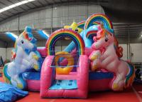 China Commercial Party Rental 5x5.5m Inflatable Bouncy Castle with Slide Unicorn for sale