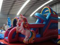 China Commercial Party Rental 5x5.5m Inflatable Bouncy Castle with Slide Unicorn for sale