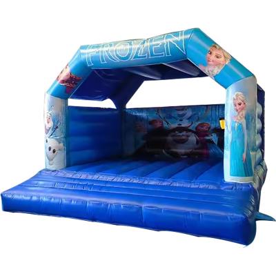 China Blower With Blower Popular Frozen Trampoline Inflatable Blue Bounce House Castle for sale