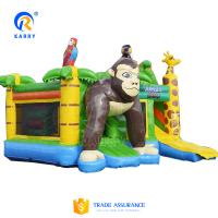 China Inflatable Castle Game Big Mouth Monkey Happy Animal World Theme Bouncing House with Slide for sale