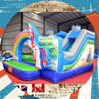 China PORTABLE Kids' Castle Play House with Unicorn and Rainbow Bridge Bouncy Castle Rental for sale