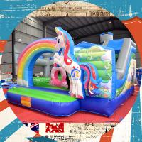 China PORTABLE Kids' Castle Play House with Unicorn and Rainbow Bridge Bouncy Castle Rental for sale