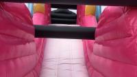 China Inflatable Bouncer with Slide and Repair Kit Commercial Pink Princess Carriage Combo for sale