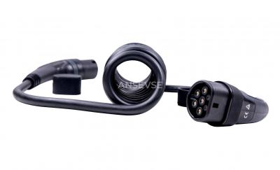 China electric car chargers 16A 480V 3 phase 11kW spiral cables IEC 62196 type 2 to type 2 ev coiled cables for sale