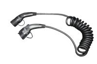 China 16A 1phase 3.6kW black/grey type 1 to type 2 TPU ev charging cable/spiral ev charging cables for sale