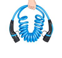 China 16A 480V 3 Phase 11kW Coiled EV Charging Cable type 2 to type 2 IEC 62196 for sale