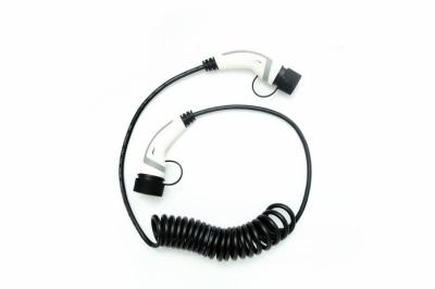 China IEC 62196-2 Standard 32A Rated Current Type 2 To Type 2 Spiral Cable For Electric Vehicle Charging for sale