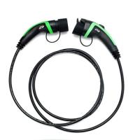 China 32A 22KW 5m Type 1 To Type 2 EV Charging Cable Green Cladding TPU for sale