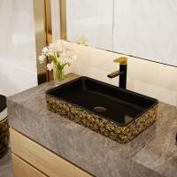China Rectangular Ceramic Bathroom Sink 600x350x110mm Countertop Vessel Basin Modern Design for sale