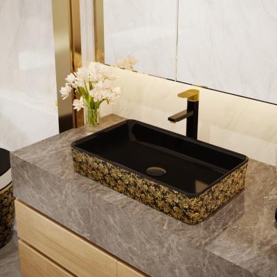 China Rectangular Ceramic Bathroom Sink 600x350x110mm Countertop Vessel Basin Modern Design for sale