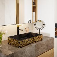 China Rectangular Ceramic Bathroom Sink 600x350x110mm Countertop Vessel Basin Modern Design for sale