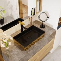 China Rectangular Ceramic Bathroom Sink 600x350x110mm Countertop Vessel Basin Modern Design for sale